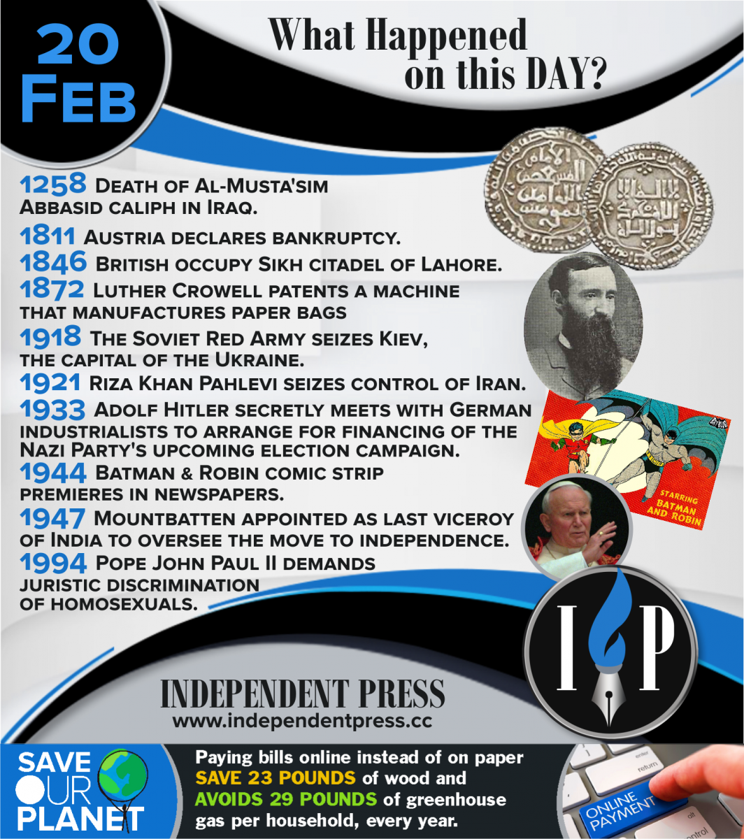 20 FEBRUARY: WHAT HAPPENED ON THIS DAY?