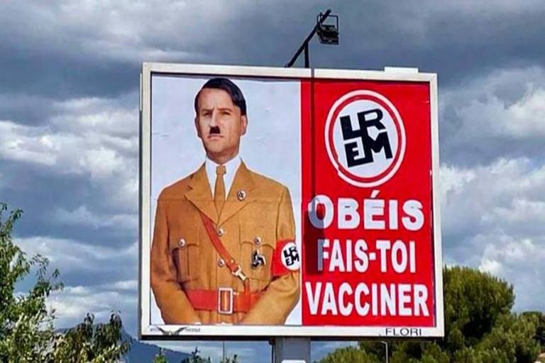 French billboard Macron as Hitler